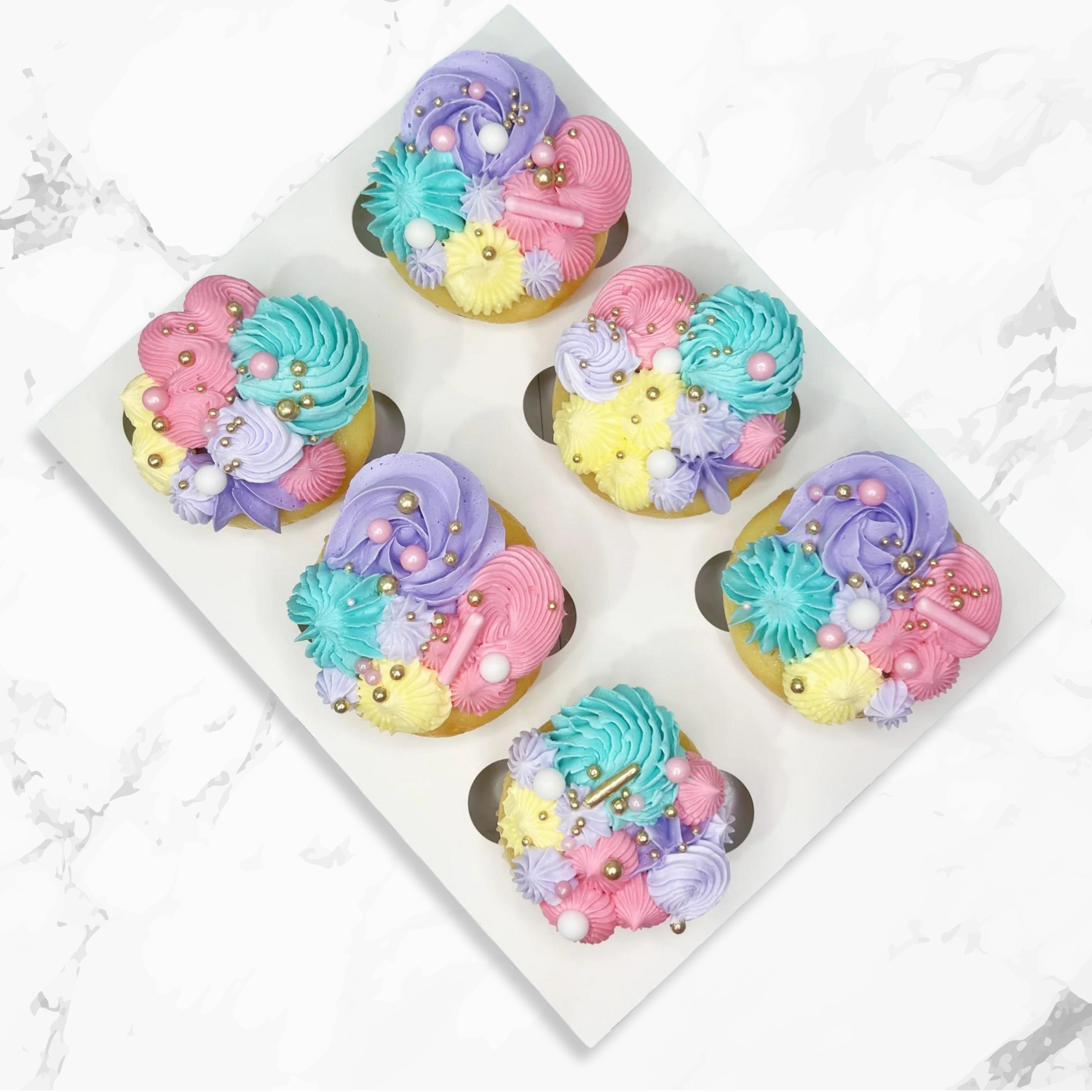 Pastel Rainbow Cupcakes (6 Pack) – Poles Patisserie
