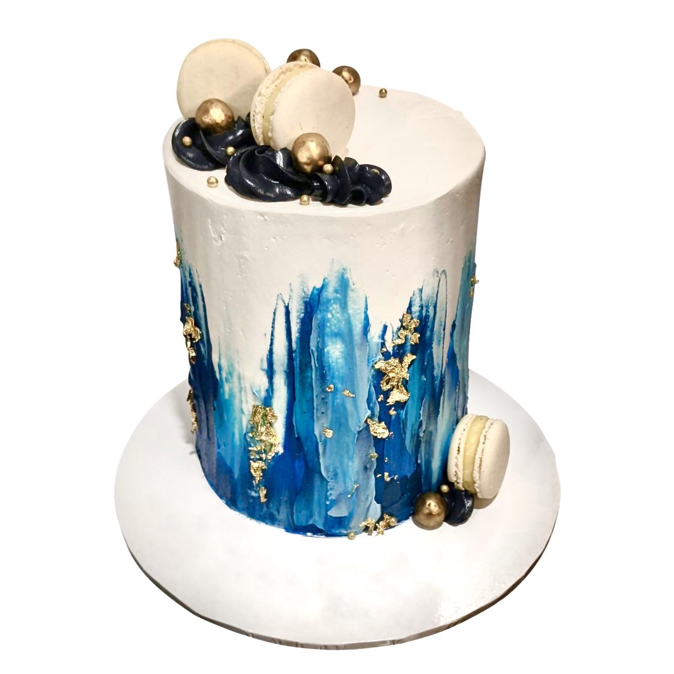 Shades of Blue Tall Cake | Poles Patisserie