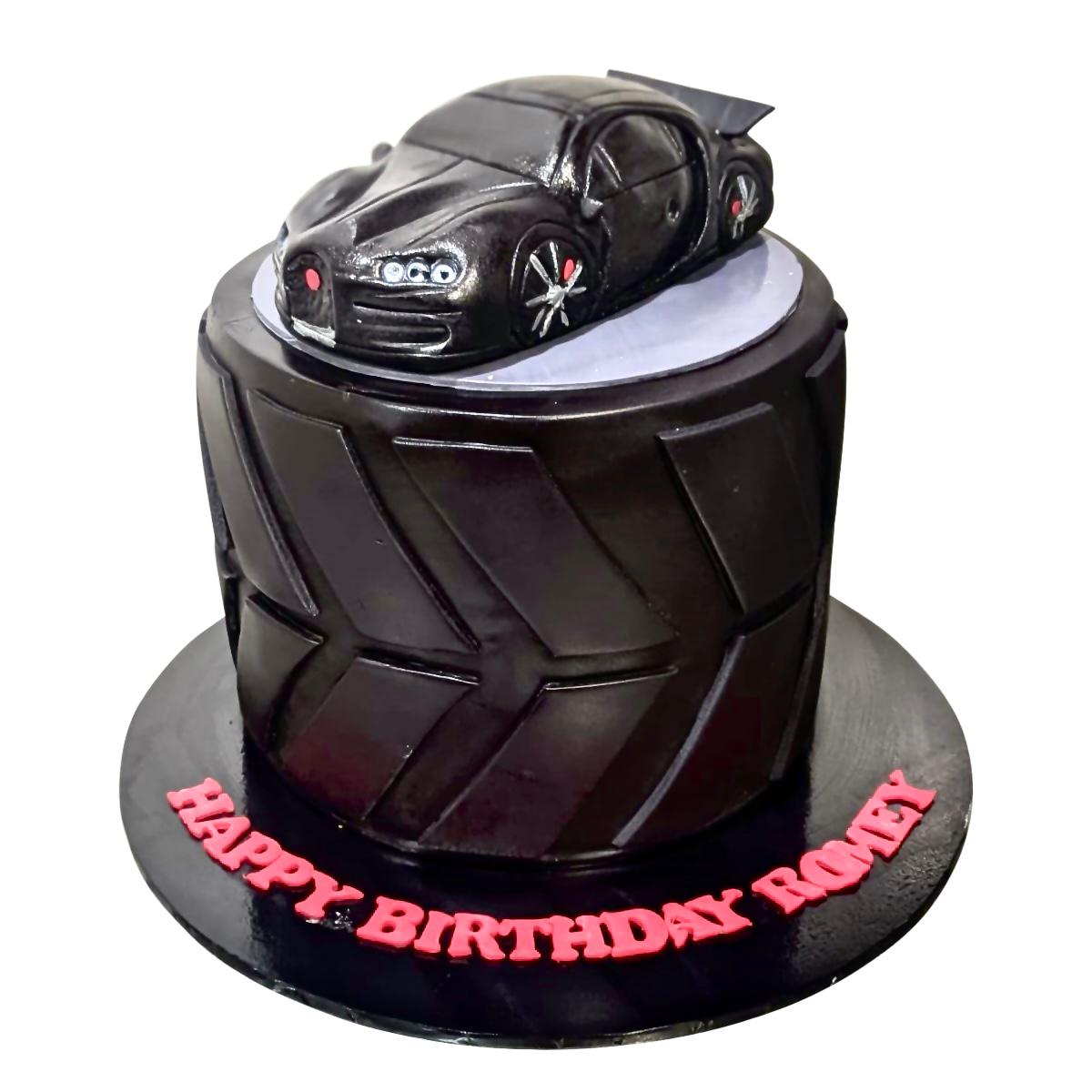 Tyre & Car Tall Cake | Poles Patisserie