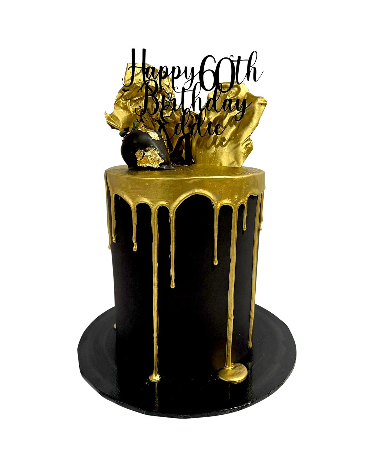 Black & Gold Luxe Tall Cake | Poles Patisserie