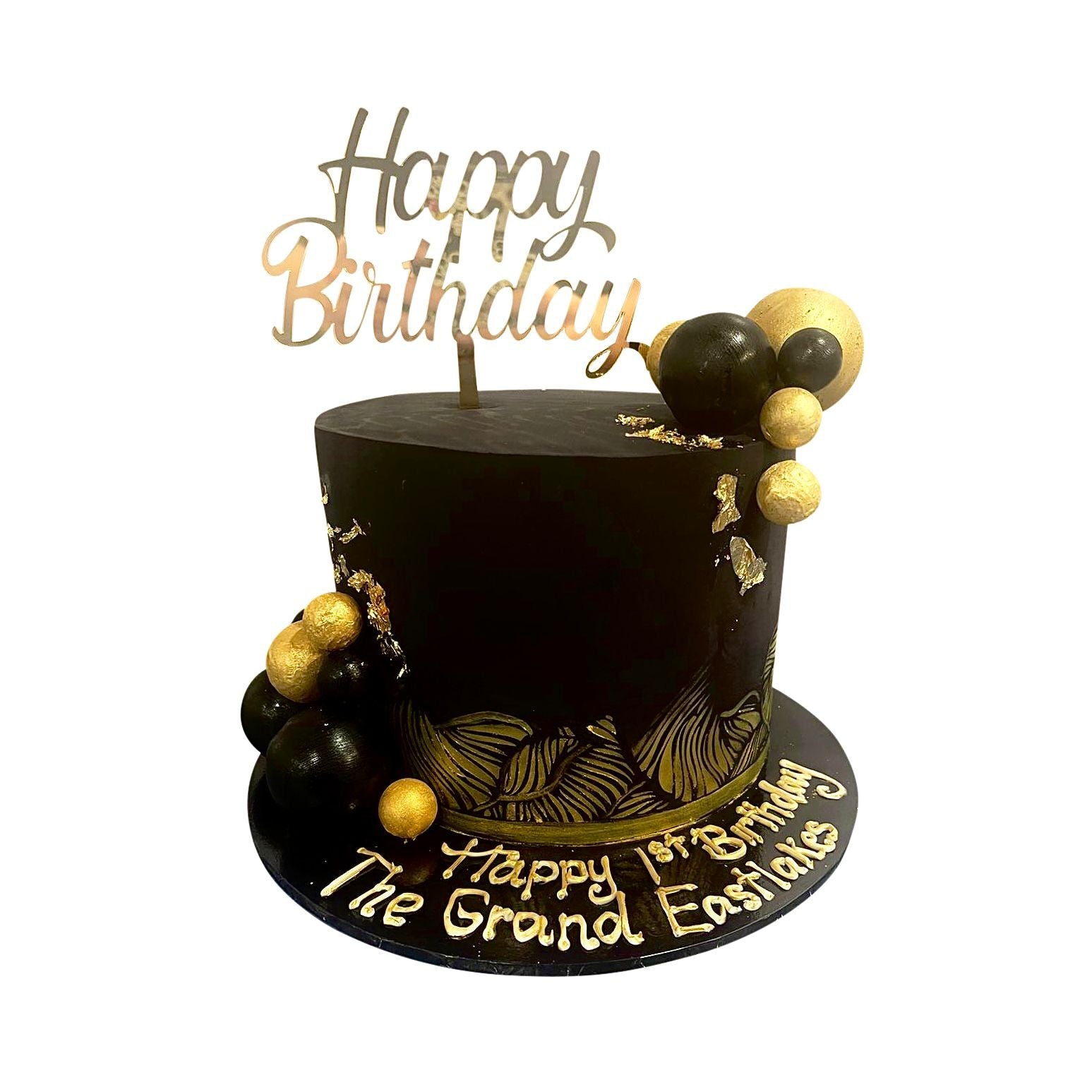 Black & Gold Tall Cake | Poles Patisserie