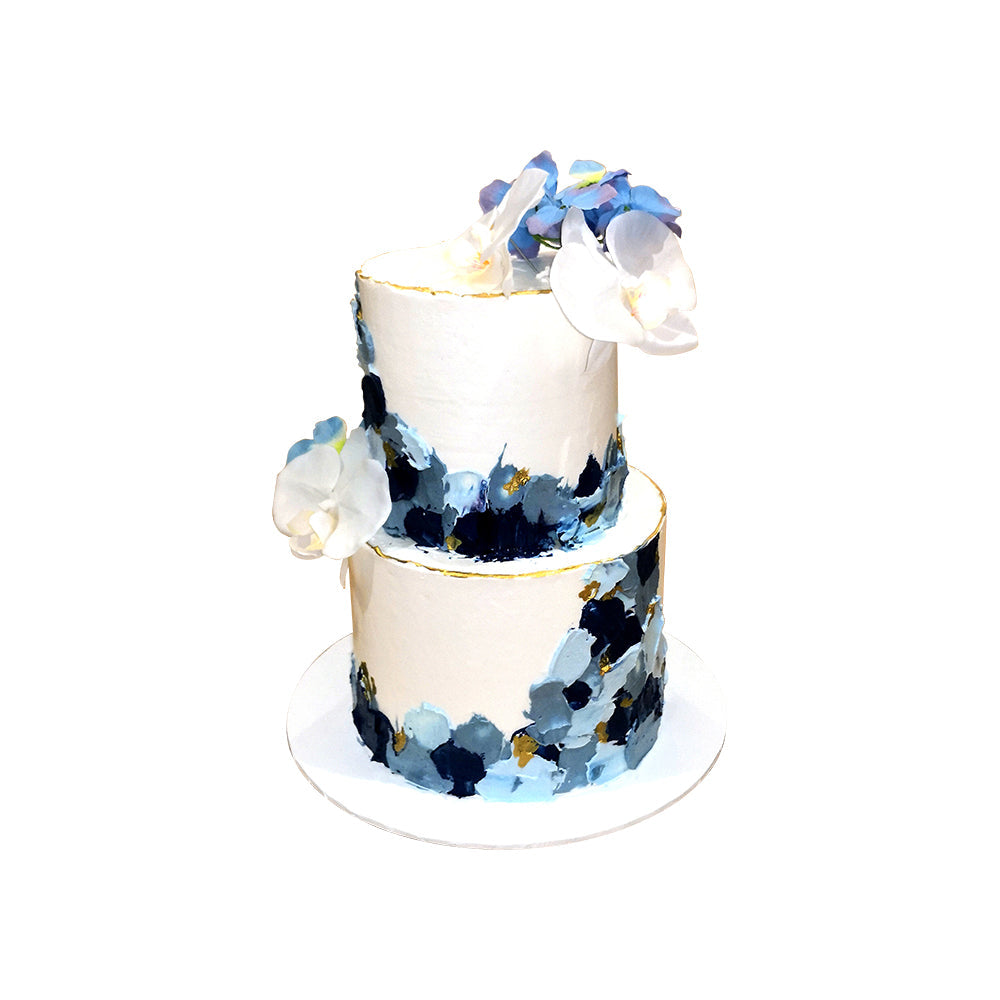 Buttercream Blue Oil Paint Effect Cake | Poles Patisserie